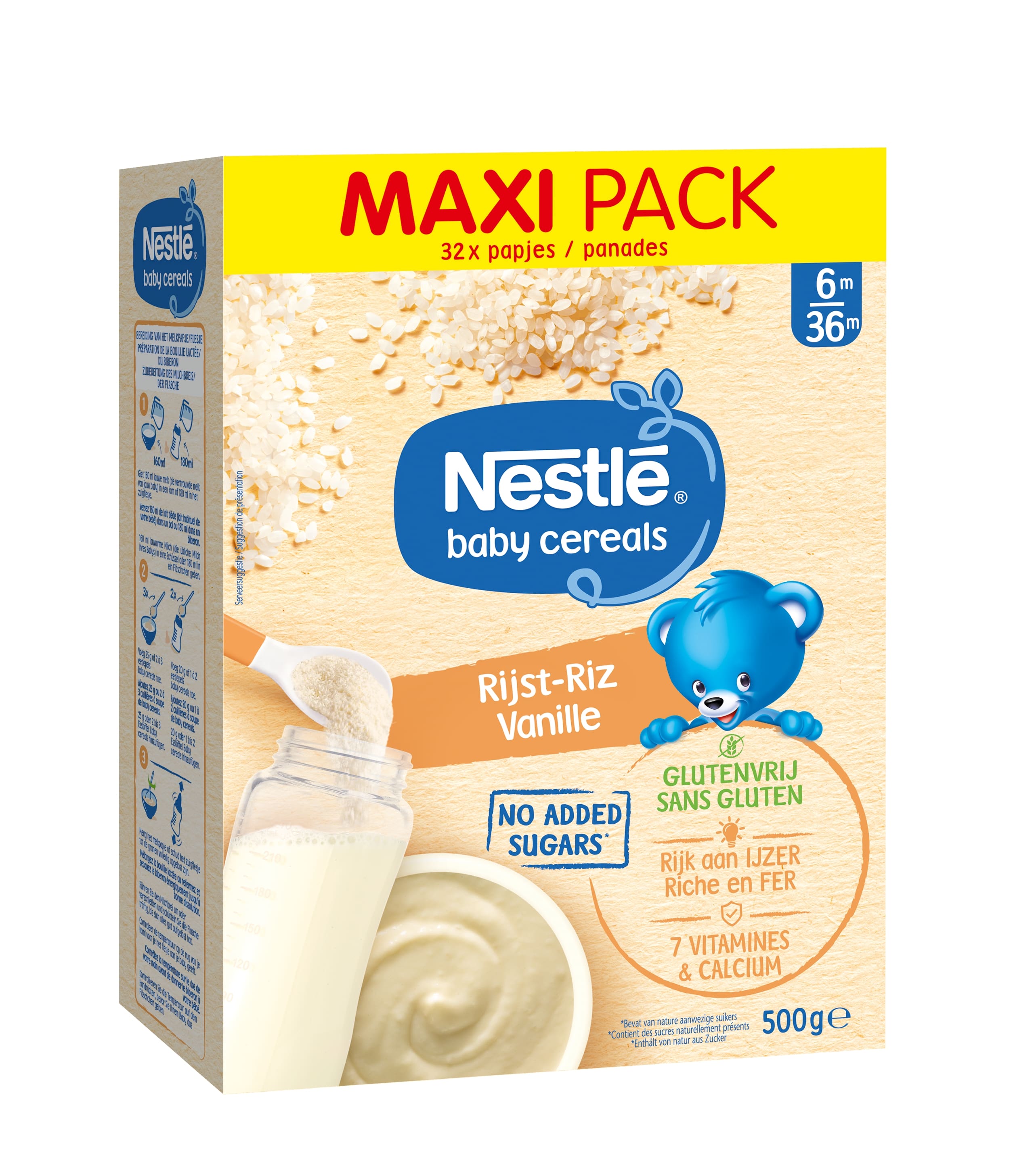 NESTLÉ Baby Cereals Riz-Vanille Céréales Sans Gluten Bébé 6+ Mois 500g ...
