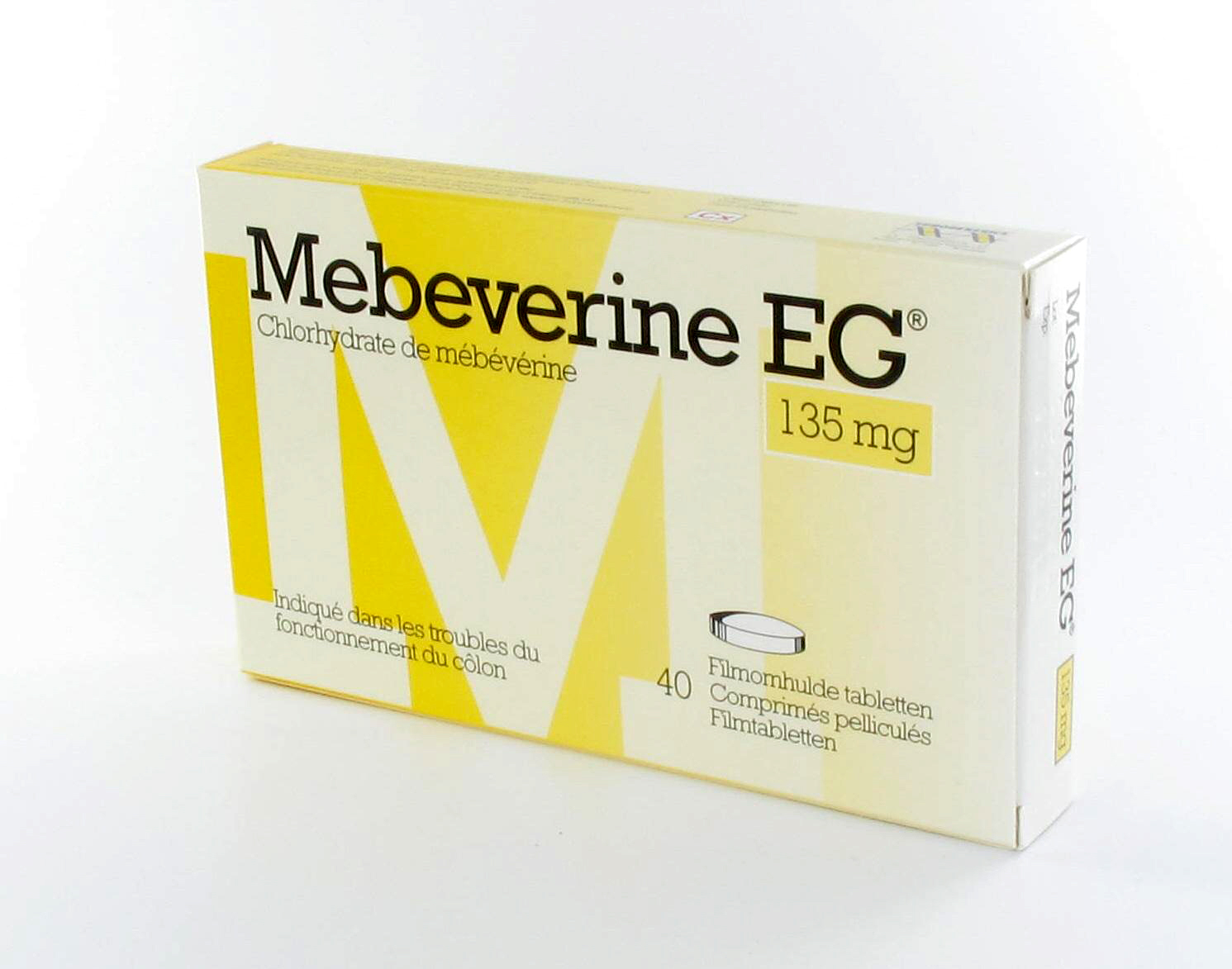 Mebeverine EG 135mg 40 Comprimés Pelliculés - Crampes intestinales ...