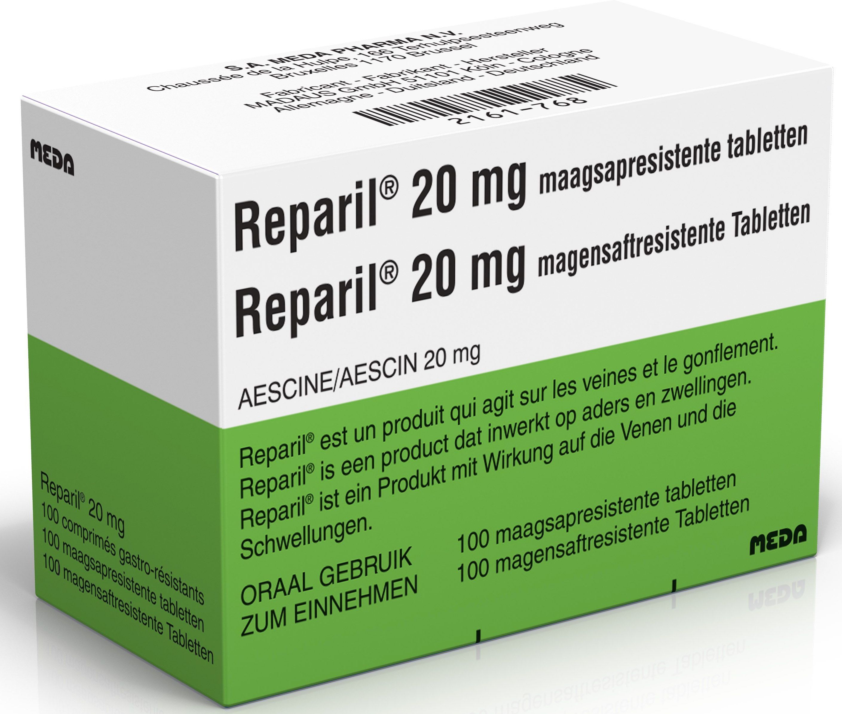 Reparil 20mg 100 Maagbestendige tabletten - Aambeien | Online apotheek ...