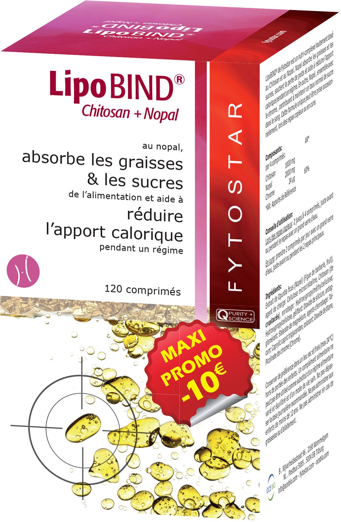 Fytostar Lipobind Chitosan Nopal 120 Comprimés (promo mois 10 euro ...