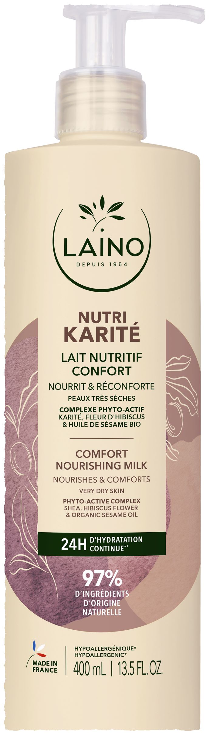 Laino Lait Nutritif Confort Karité 400ml - Hydratation - Nutrition ...