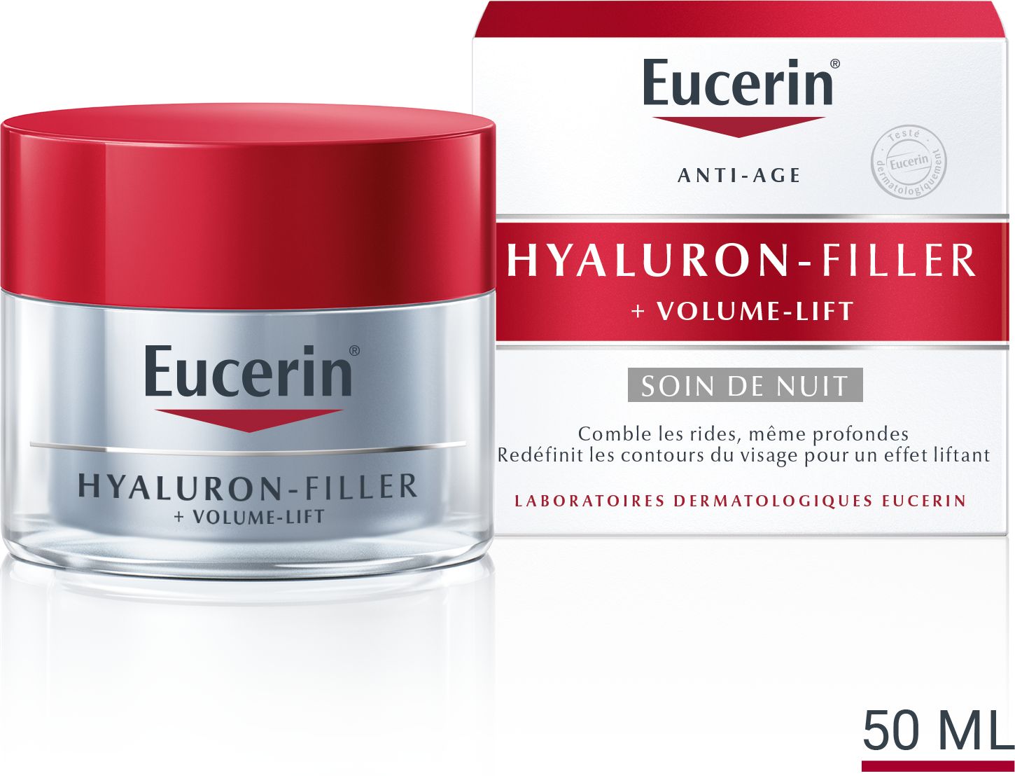 Eucerin Hyaluron-Filler + Volume-Lift Soin de Nuit Crème Anti-Rides & Anti-Âge Pot 50ml - Soins ...