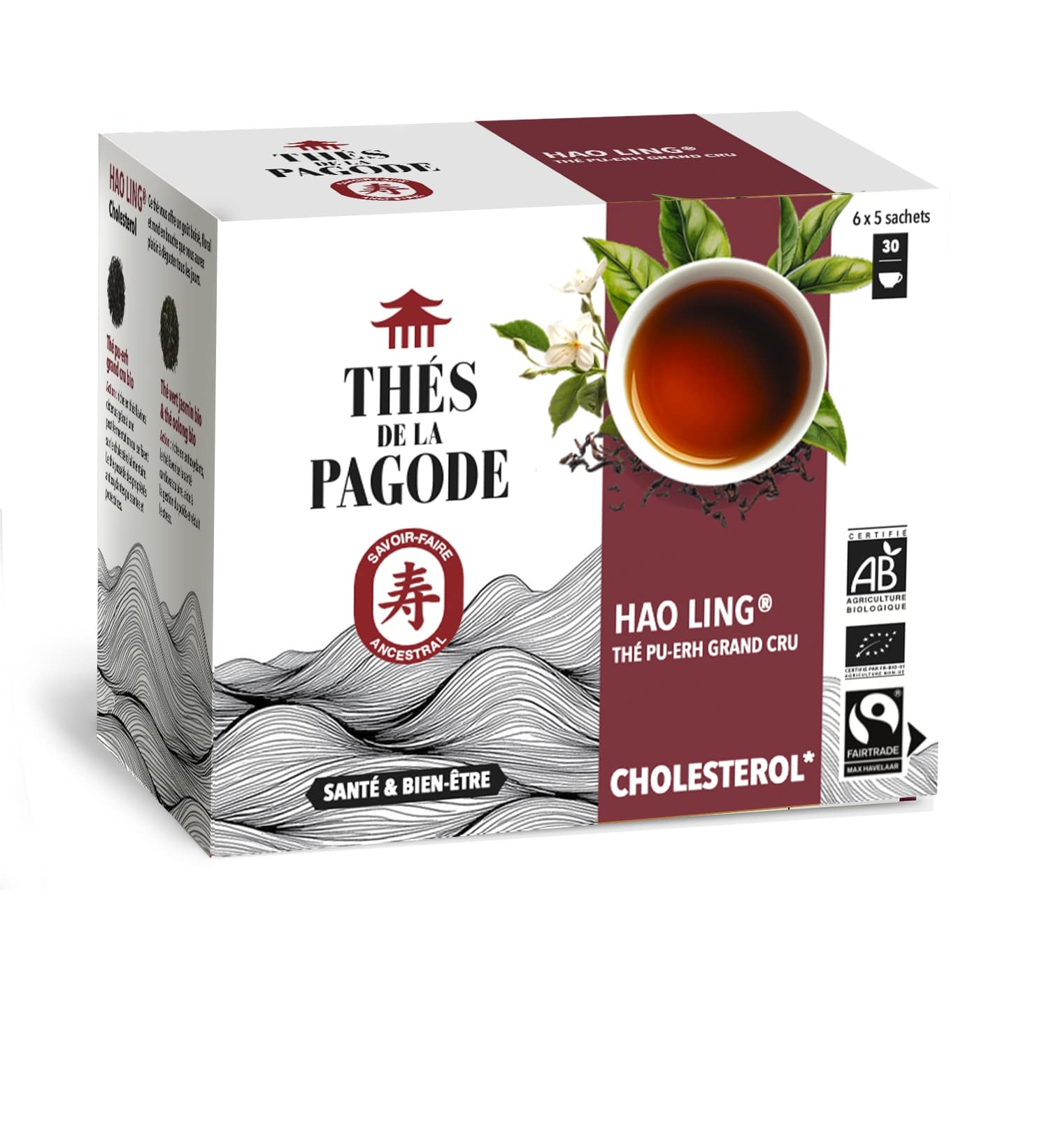 Thés De La Pagode Thé Pu-Erh Bio Hao Ling 30 Sachets - Coeur ...