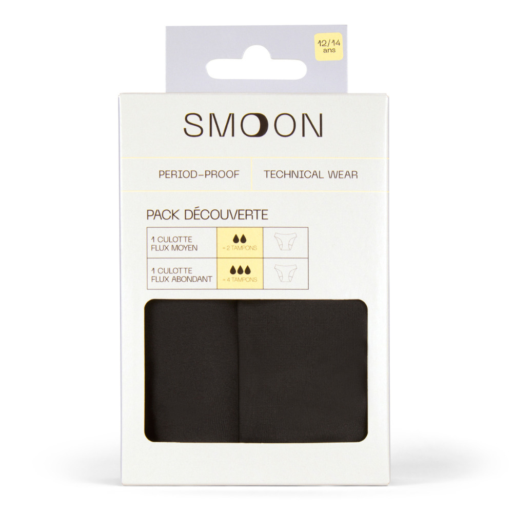 Smoon Culotte Menstruelle Ado Flux Abondant+Moyen Noir T12-T14 ...