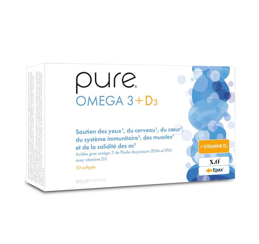 Pure Omega 3 + D3 30 Softgels - Omega 3 - Omega 6 | Parapharmacie en ...