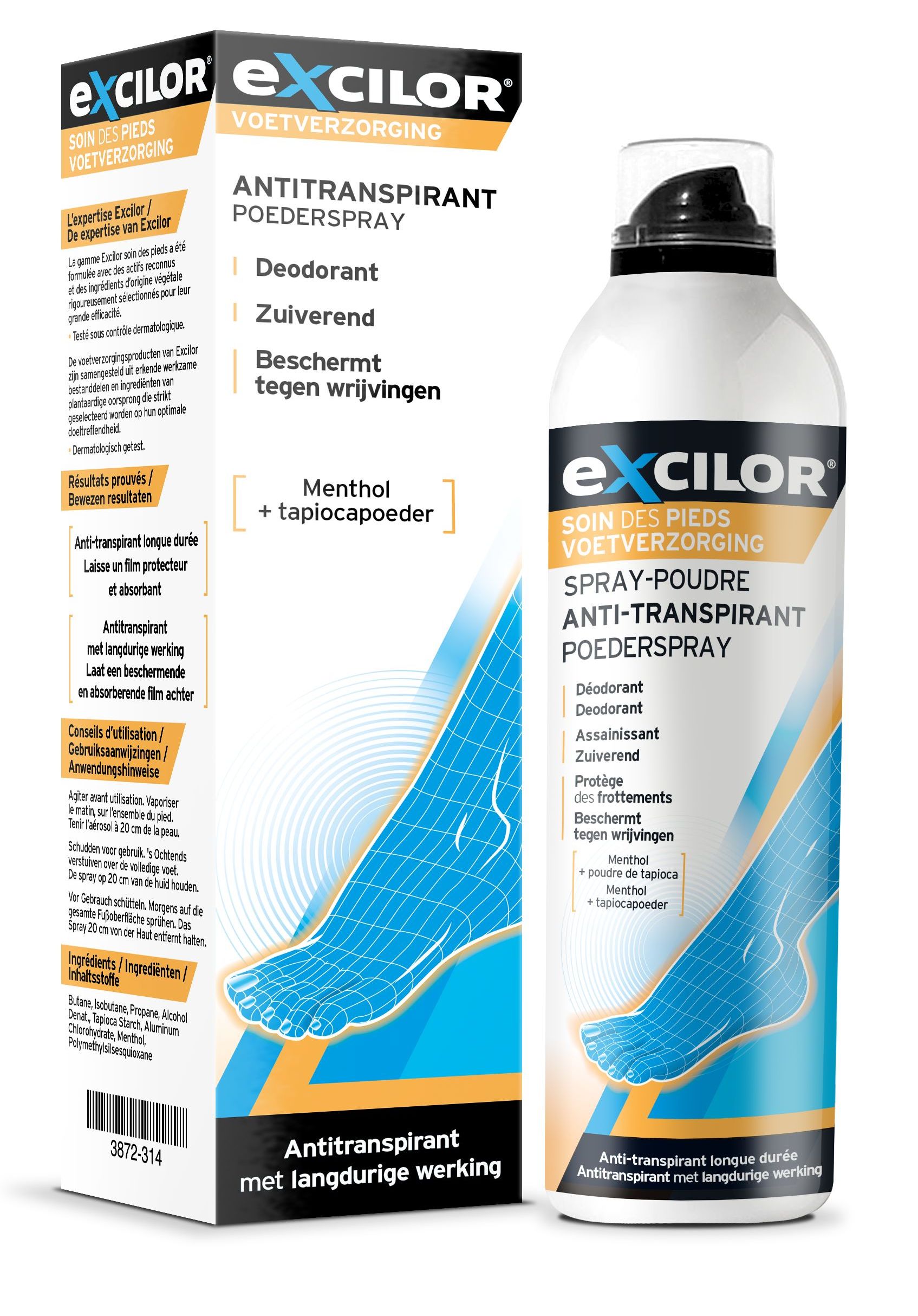 Excilor Soin Pieds A/transpirant Spray Pdr 150ml - Echauffement ...
