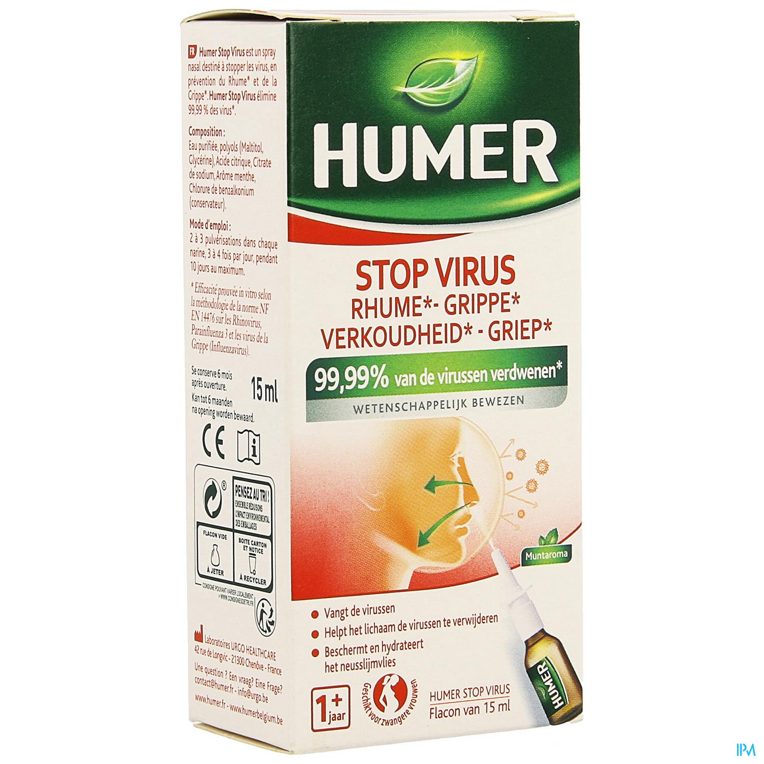 Humer Stop Virus Neusspray 15 ml - Verzacht de keel | Online ...