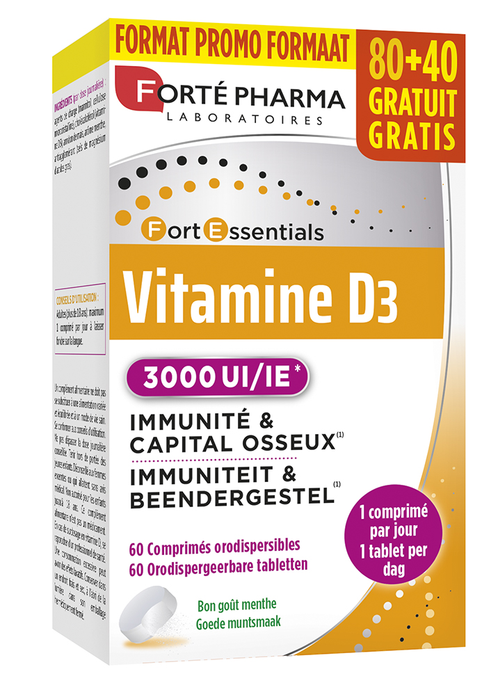 Forte Pharma Vitamine D3 3000 UI 120 Capsules - Vitamines D ...