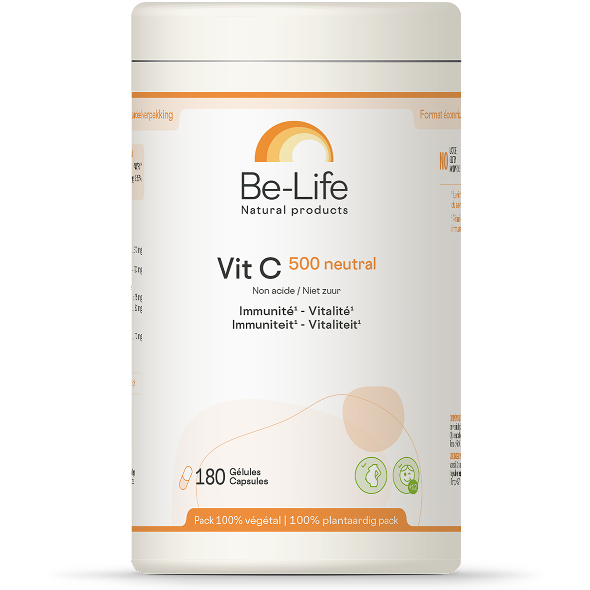 Be Life Vit C 500 Neutral 180 Gélules - Défenses naturelles - Immunité ...