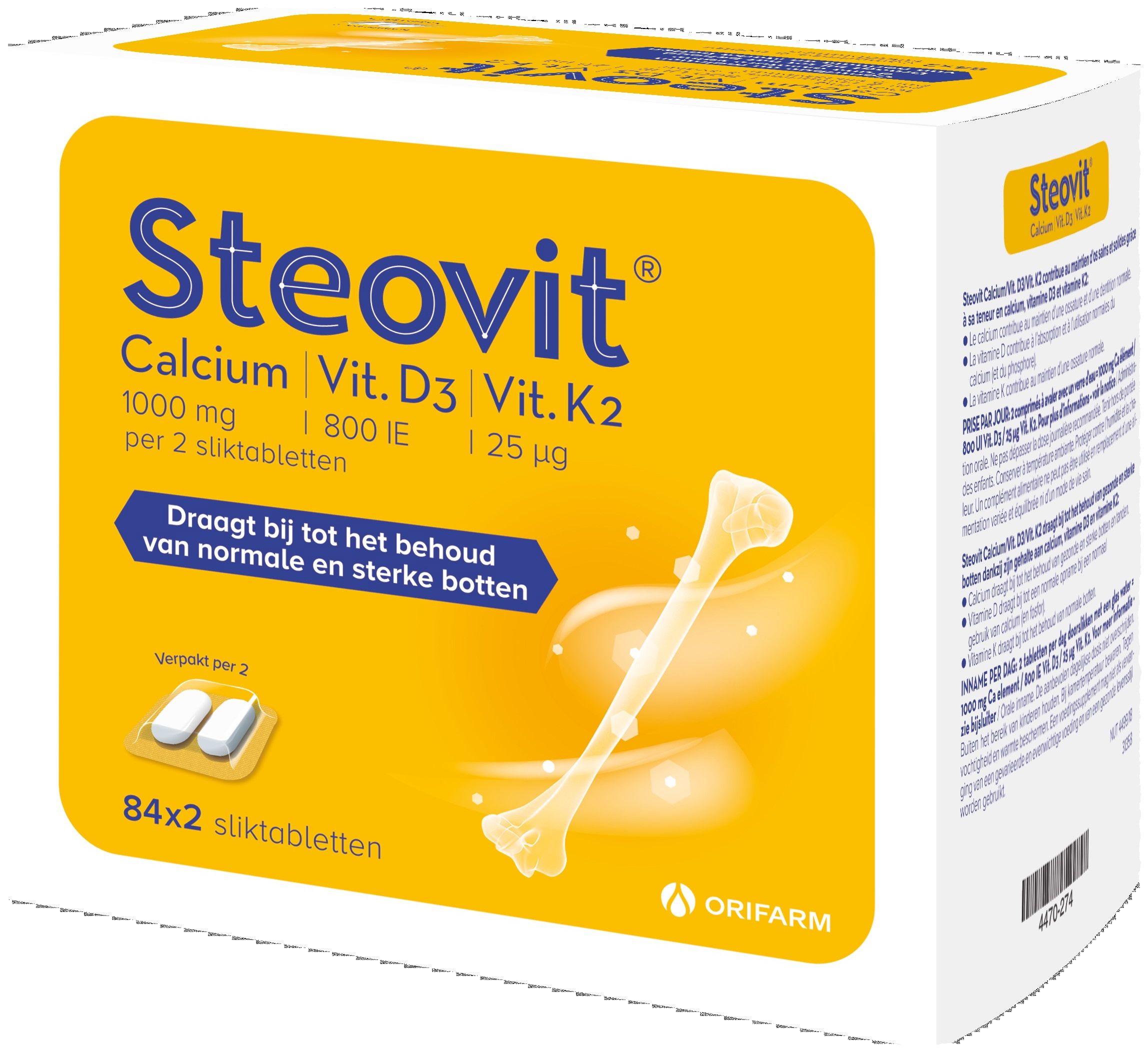 Steovit Calcium Vitamine D3/K2 1000 mg/880 IE 2x84 Tabletten ...