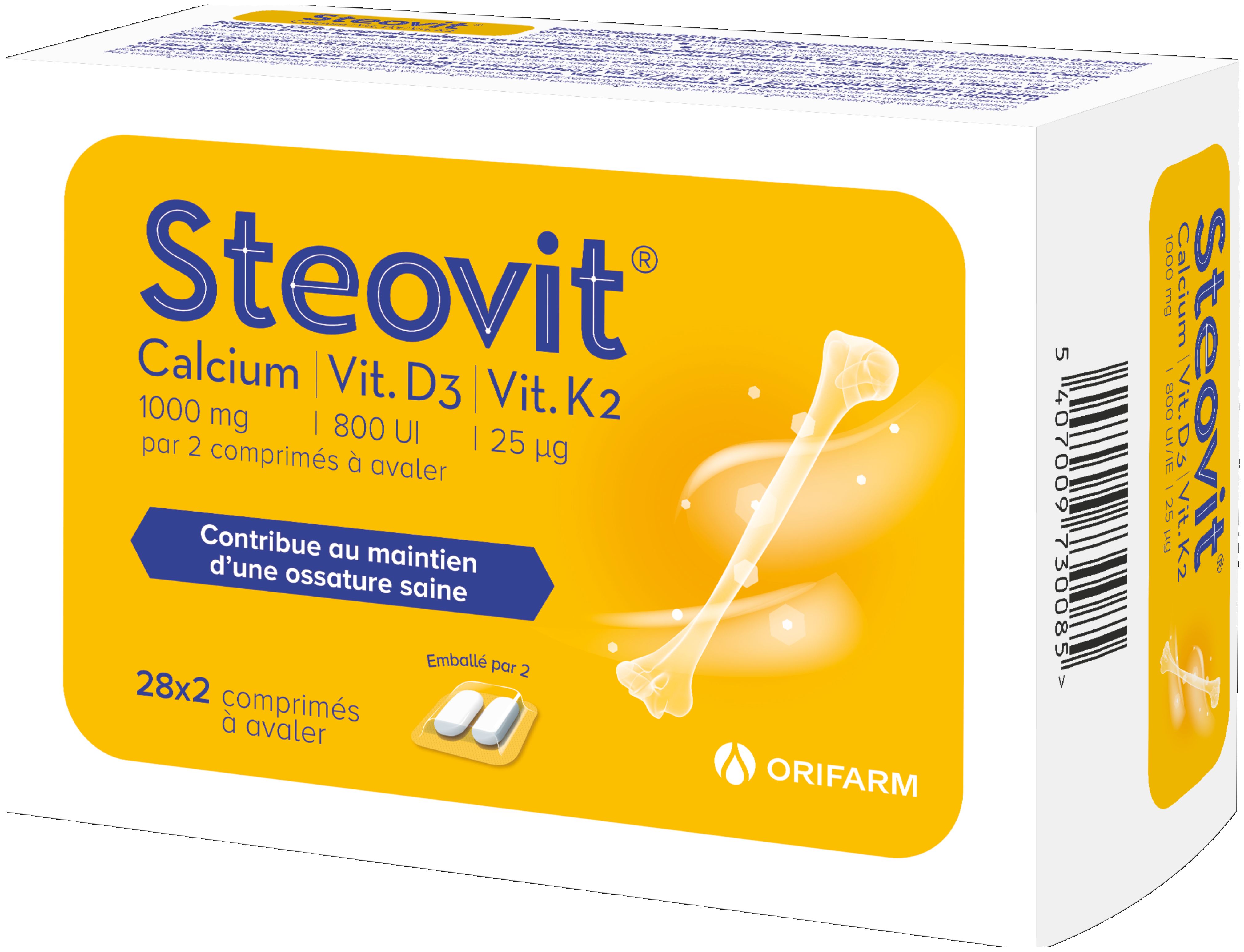 Steovit Calcium Vitamine D3/K2 1000mg/880IU 2x28 Comprimés - Confort ...