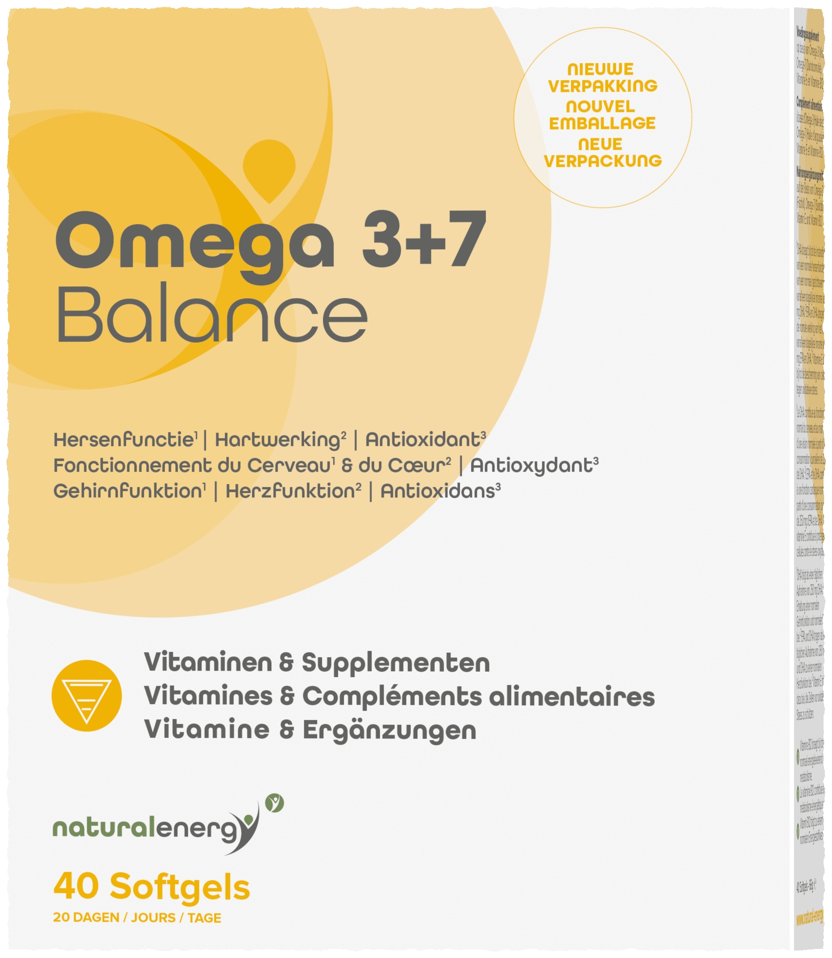 Omega 3+7 Balance Natural Energy 40 Capsules - Huiles de poisson ...