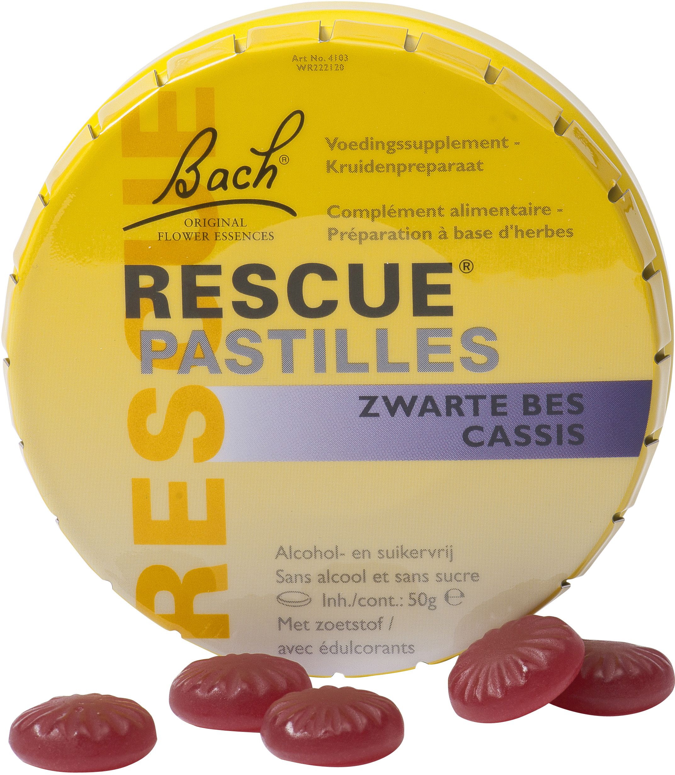 Bach Flower Rescue Pastilles Cassis Sans Sucre 50g - Apaise la gorge ...